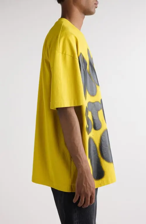 Acne Studios Oversize Logo Graphic T-Shirt In Mustard Yellow - 55